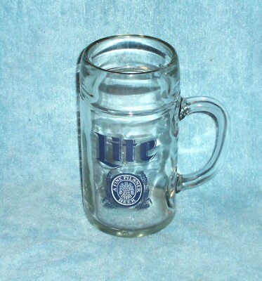 LARGE 8" TALL MILLER LITE FINE PILSNER BEER GLASS MUG WITH FREE ...