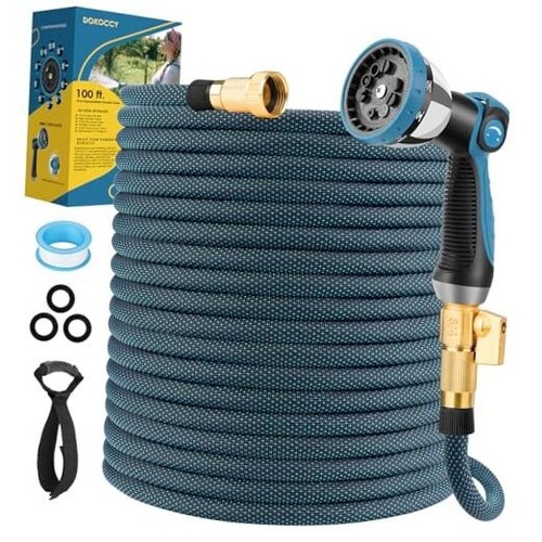 Non-Expanding Garden Hose 100 ft, Flexible Water Hose with 10 100FT ...