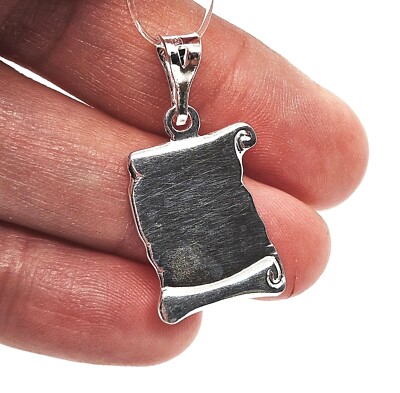925 Sterling Silver Engraved Scroll 3D Parchment Tag Pendant Charm ...