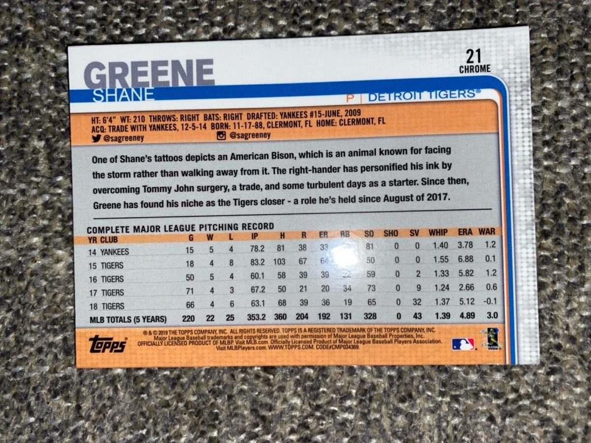 Shane Greene Baseball Cards
