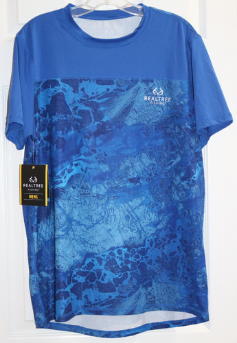 NWT Realtree Wav3 Men's Blue Short Sleeve Performance Fishing Tee Size ...