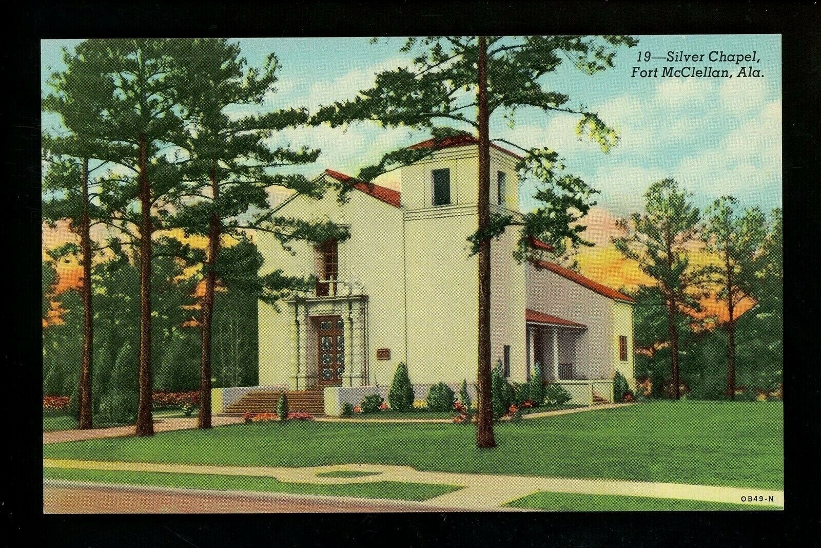 Alabama AL postcard Anniston, Fort McClellan Silver Chapel linen Curt ...