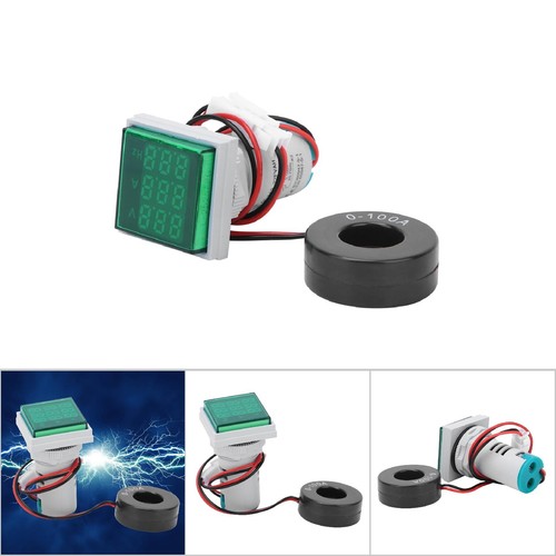 Digital Meter Square 3-Digit Display AC Voltage Current Tester(Green ...