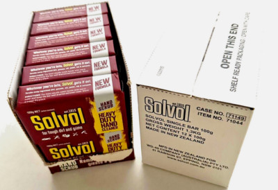 12 x Solvol HEAVY DUTY Hand Cleaner SOAP BAR Hand Scrub 100g NEW TWELVE ...