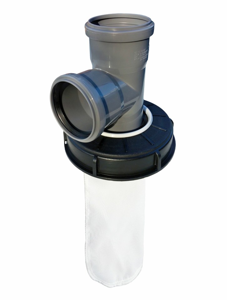 IBC Deckelfilter Regenwasserfilter Wasserfilter DN 150 HT Abzweig DN 75 ...