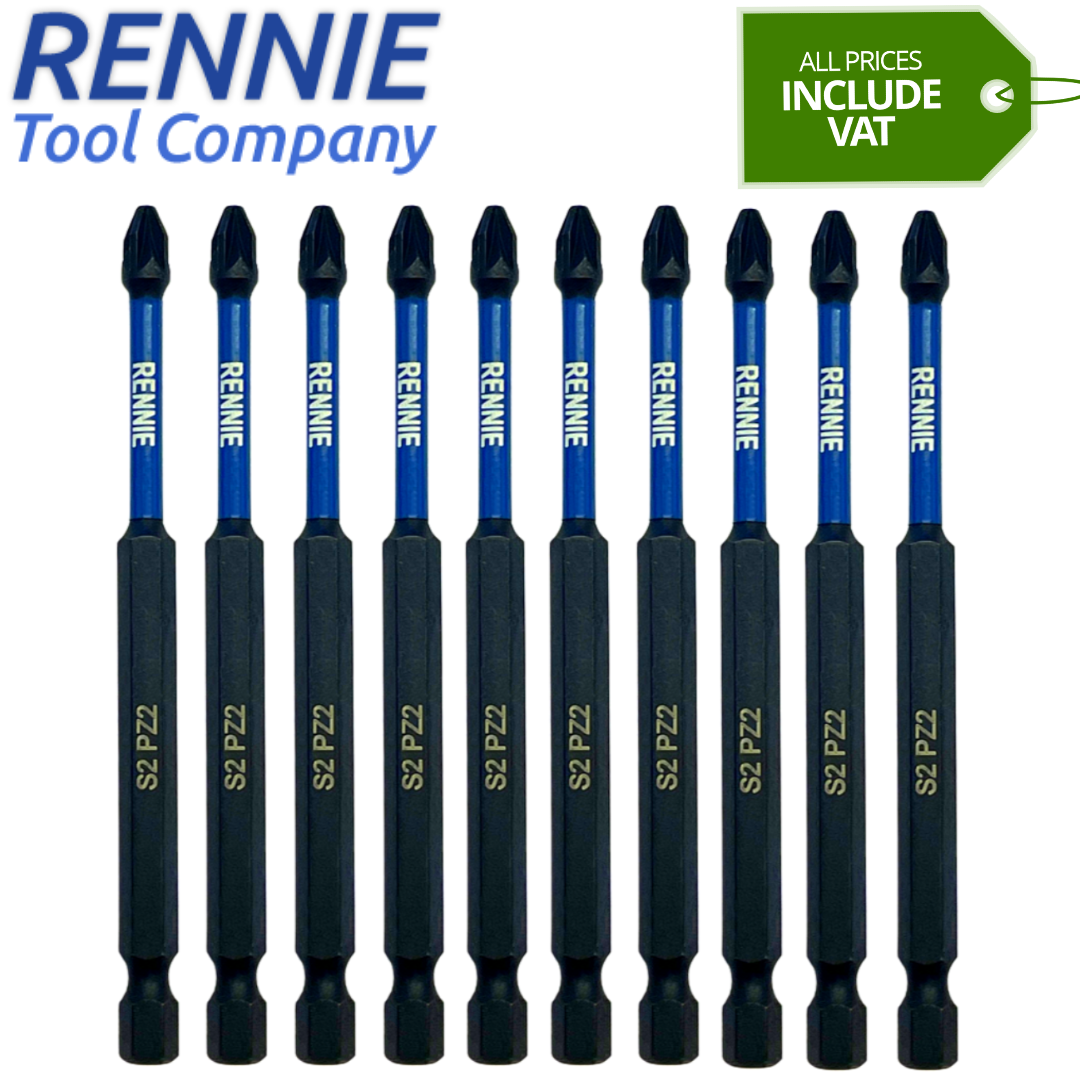 10 x PZ2 100mm Long Magnetic Impact Duty Screwdriver Drill Driver Bits ...