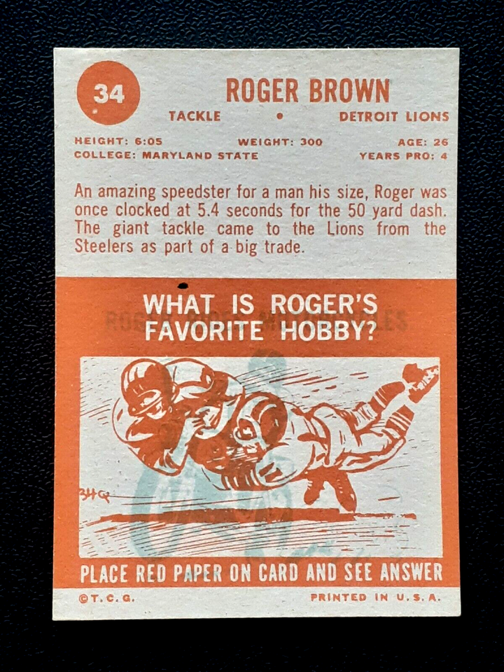 ROGER BROWN RC 1963 TOPPS 63 NO 34 VGEX+ 49742 | eBay