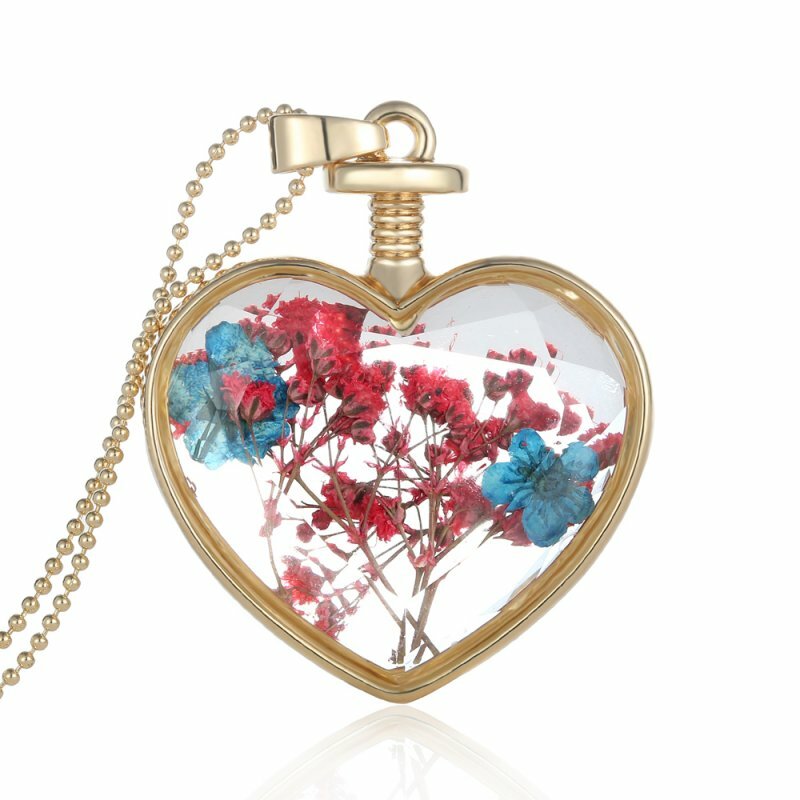 New Natural Real Dried Flower Resin Round Glass Floating Locket Pendant ...