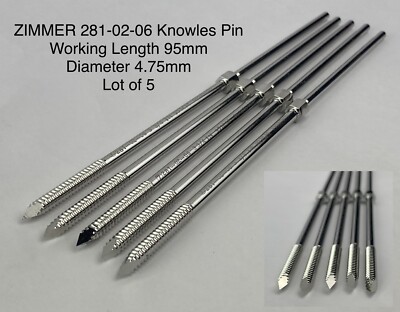 ZIMMER 281-02-06 Knowles Pin Working Length 95mm Diameter 4.8mm Lot of ...