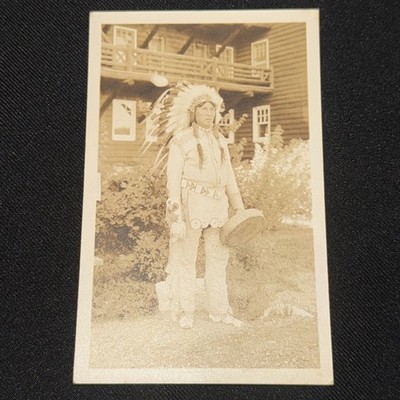 Native American Chief RPPC c1904–1918 “Geo Bull Shield” Note Real Photo ...