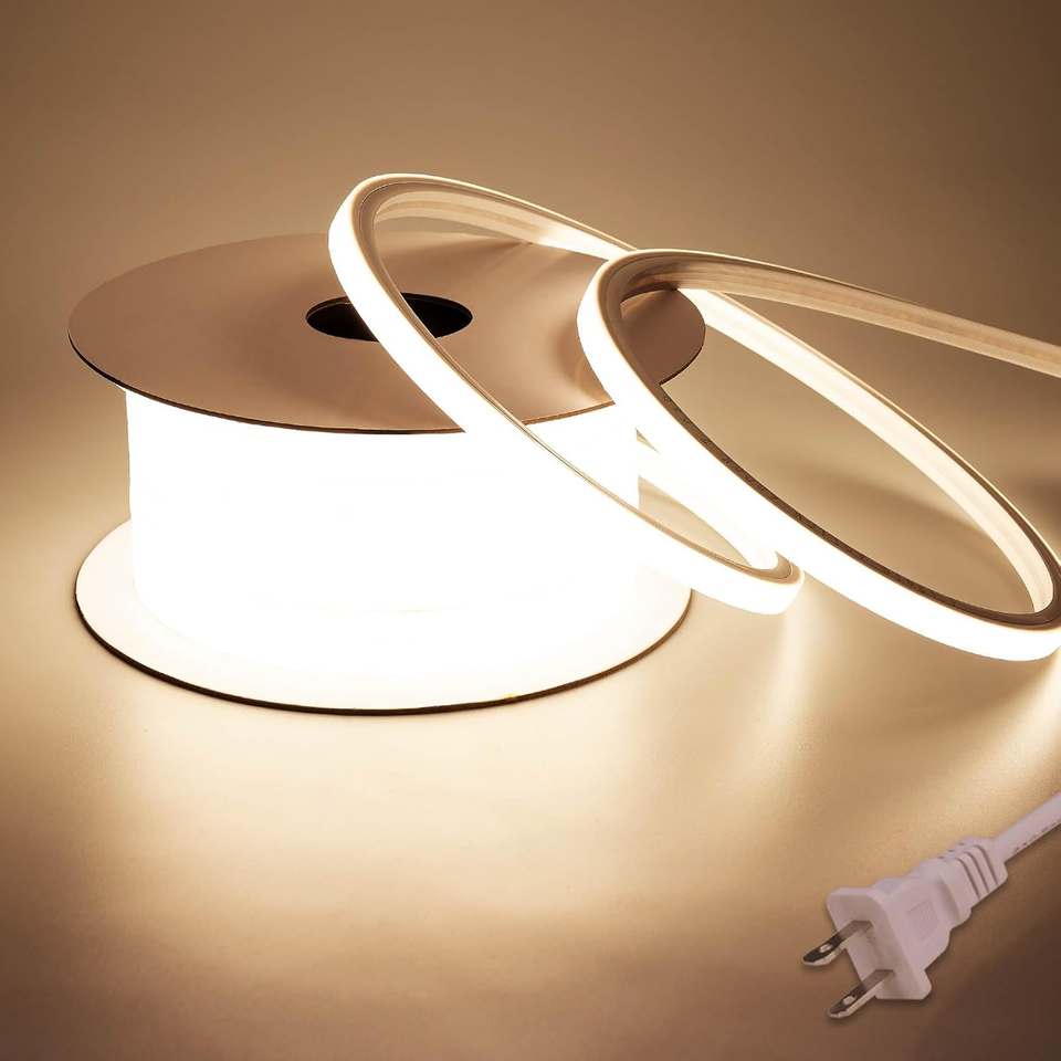AC 110V LED Neon Strip Light 32.8FT, 3000K Warm White Led Rope Lights ...