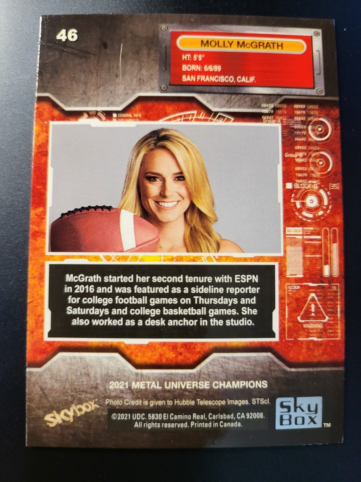 2021 Skybox Metal Universe Molly McGrath RC Media card #46 | eBay