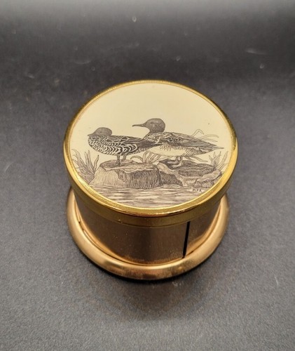 Barlow Designs Made in USA Gold Trinket Box Teal Duck Image | eBay