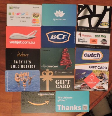 14 DIFFERENT AUSTRALIAN/AUSTRALIA GIFT CARDS. COLLECTORS ITEM. NO VALUE ...