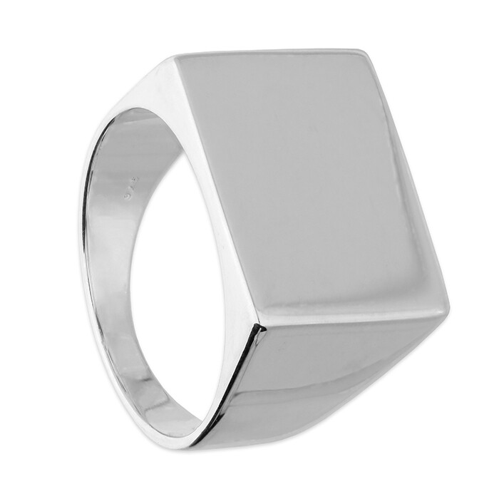 Men's Heavy Oblong Signet Ring Solid Sterling Silver Full Hallmark Size ...