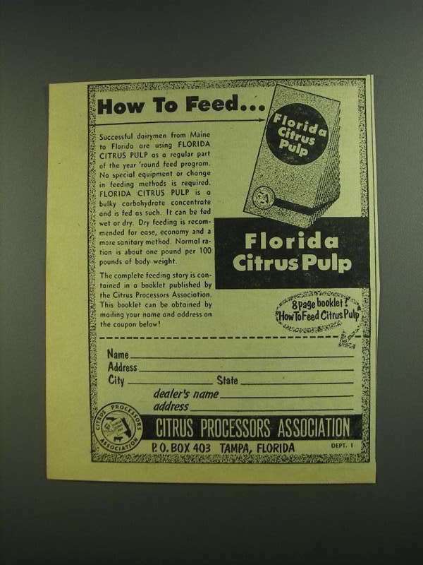 1955 Citrus Processors Association Florida Pulp Ad | eBay