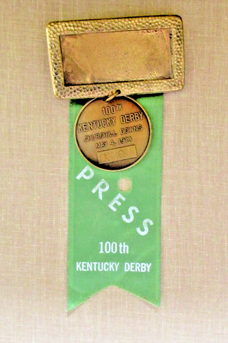 1974 Kentucky Derby 100th Anniversary Brass Medallion Press Pass ...