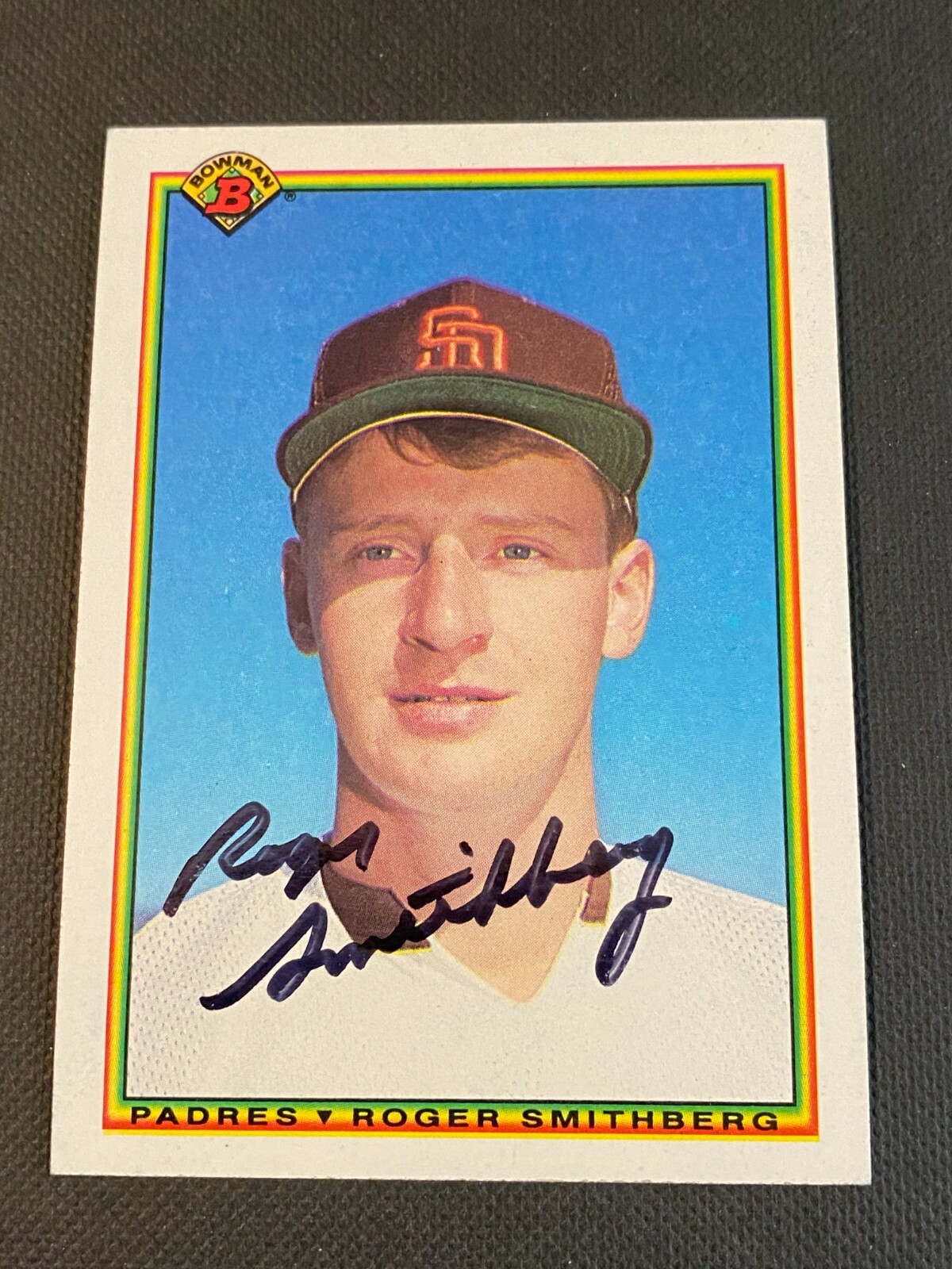 Roger Smithberg Signed 1990 Bowman Card Auto San Diego Padres Autograph ...