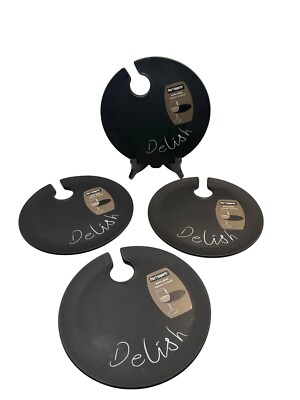 Set Of 4 Pier 1 Soho Stoneware Delish Party Plates Black 8.75" Wine ...