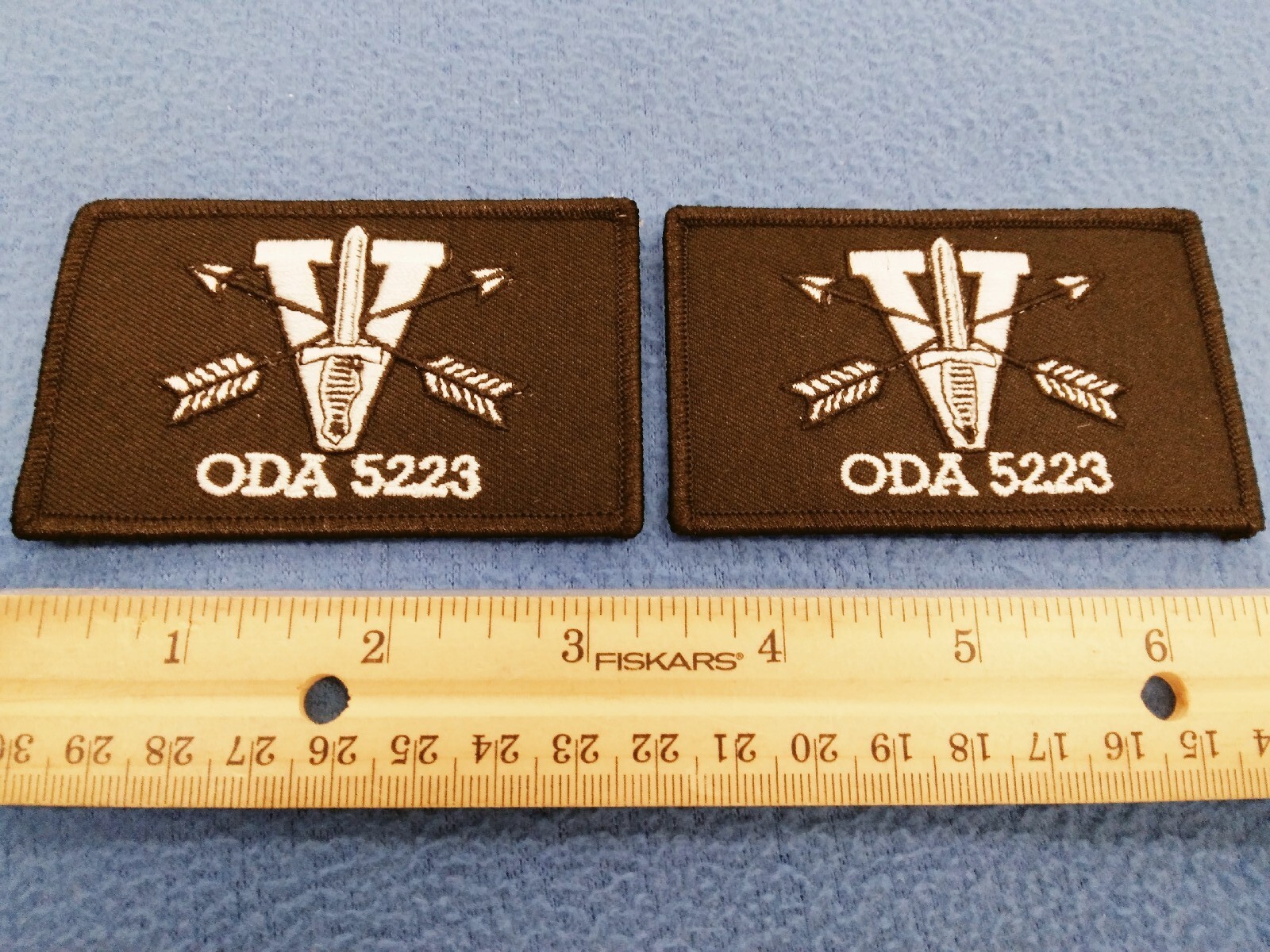 PAIR OF - Special Forces - ODA 5223 PATCHES - BLACK - HOOK BACKS - NEW ...