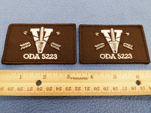 PAIR OF - Special Forces - ODA 5223 PATCHES - BLACK - HOOK BACKS - NEW ...