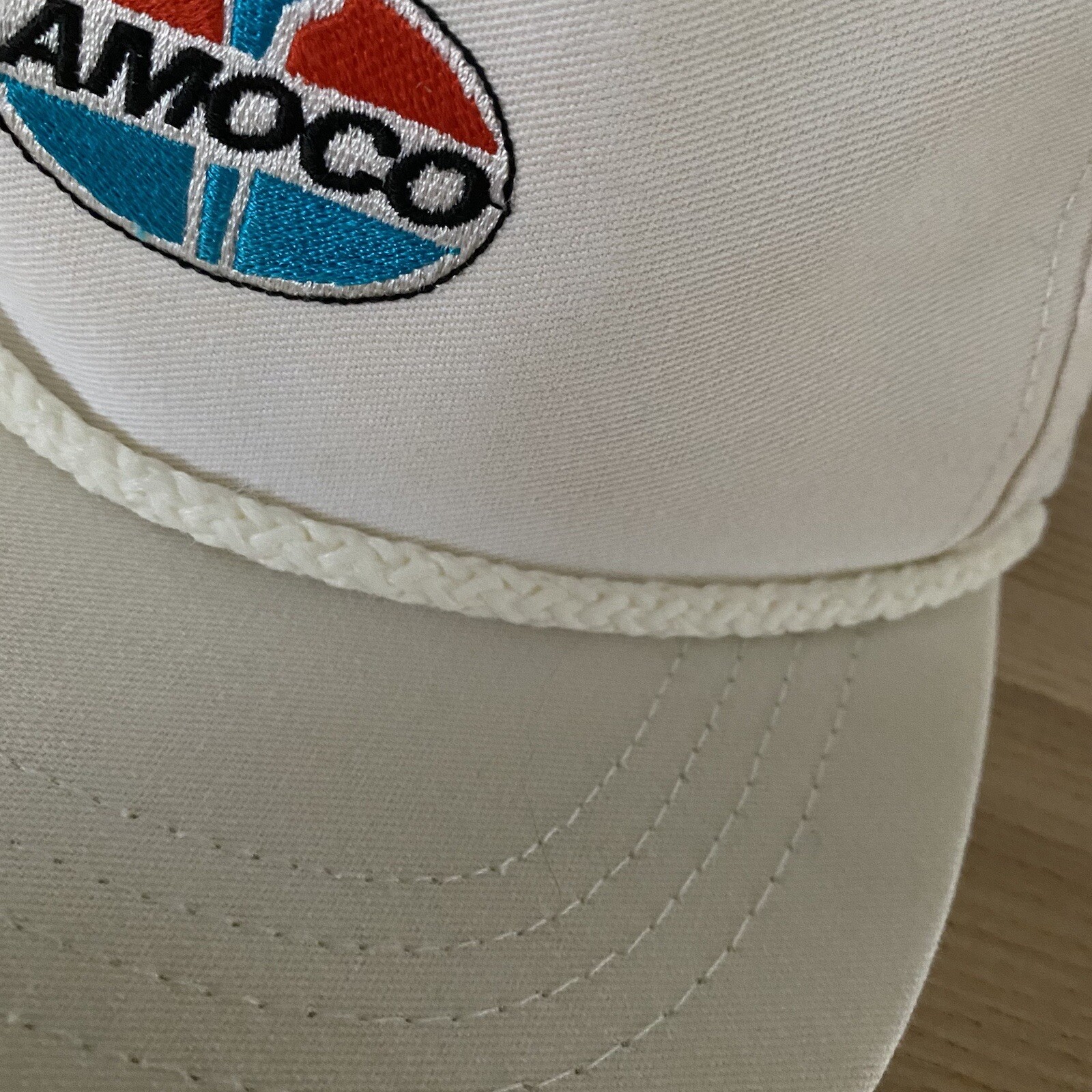 Vintage RCC Cream Embroidered AMOCO Logo Rope Adjusta… - Gem