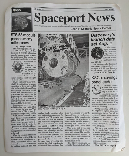 Lot of 1993 NASA texts: 4 Spaceport News, 4 Bulletins, and a 1991 ...