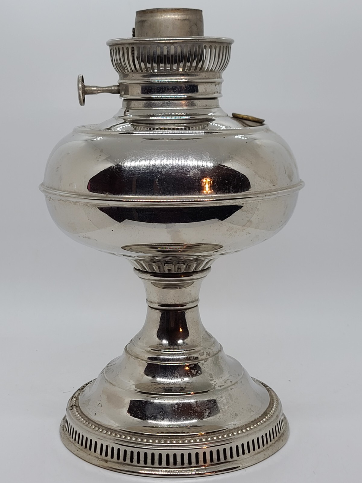 Antique 19th C. Edward Miller Lamp Co. Victorian Silver Kerosene Oil ...