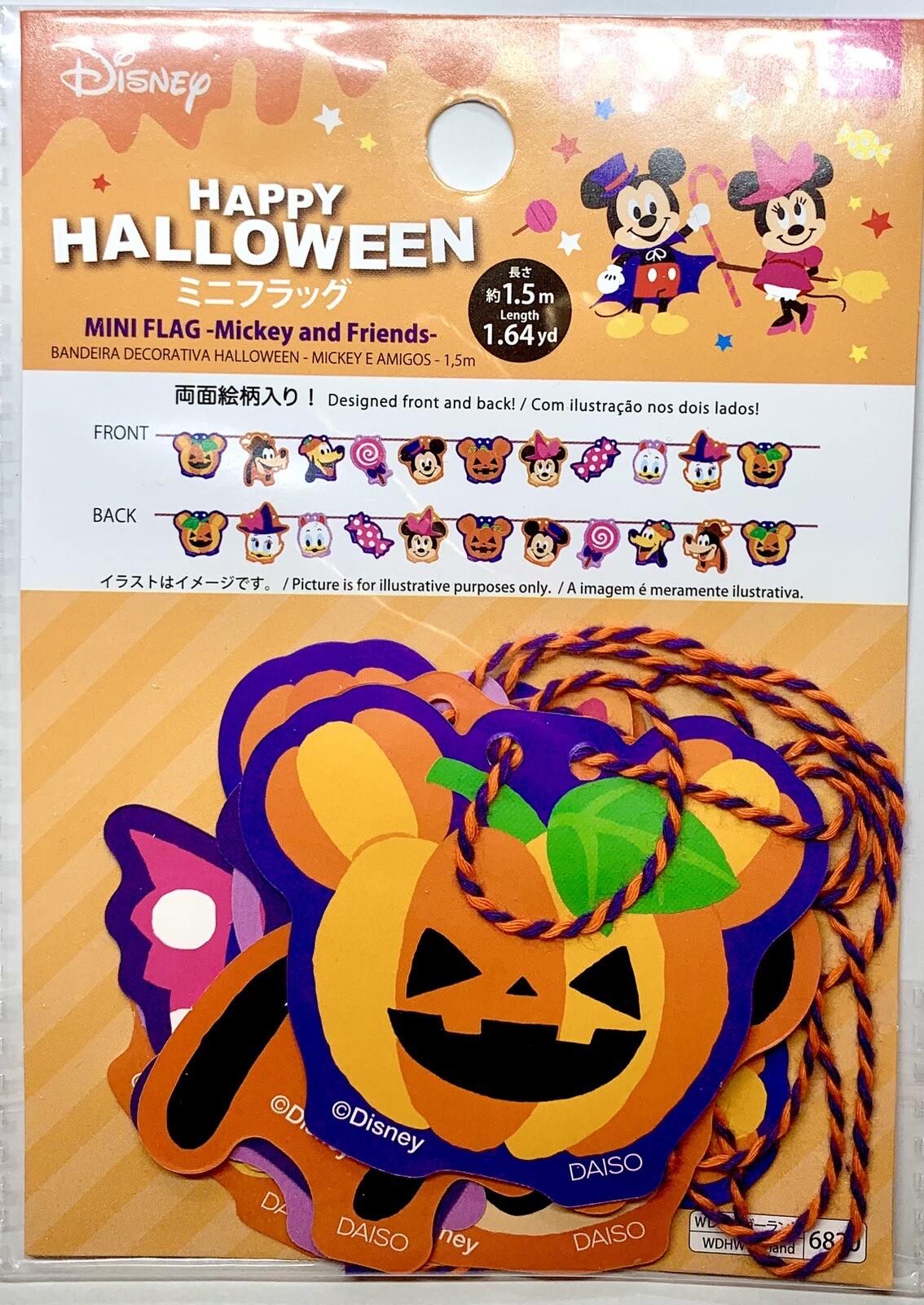 Disney x Daiso Halloween Mini Flag String Wall Decoration - Mickey ...