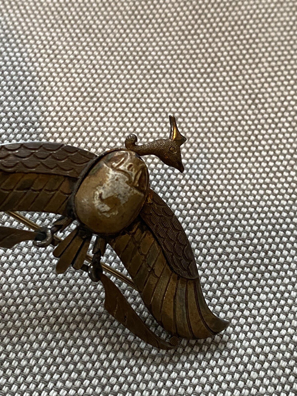 Rare Antique Egyptian WINGED SCARAB Brooch Pin Giovan… - Gem