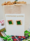 NWT $330 STEPHANIE KANTIS Emerald Green Peace Chain Necklace Earring Set Gold | eBay