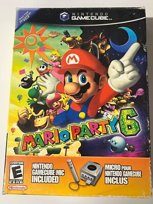 Mario Party 6 (Nintendo Gamecube, 2004) Big Box Mic Bundle CIB Complete ...