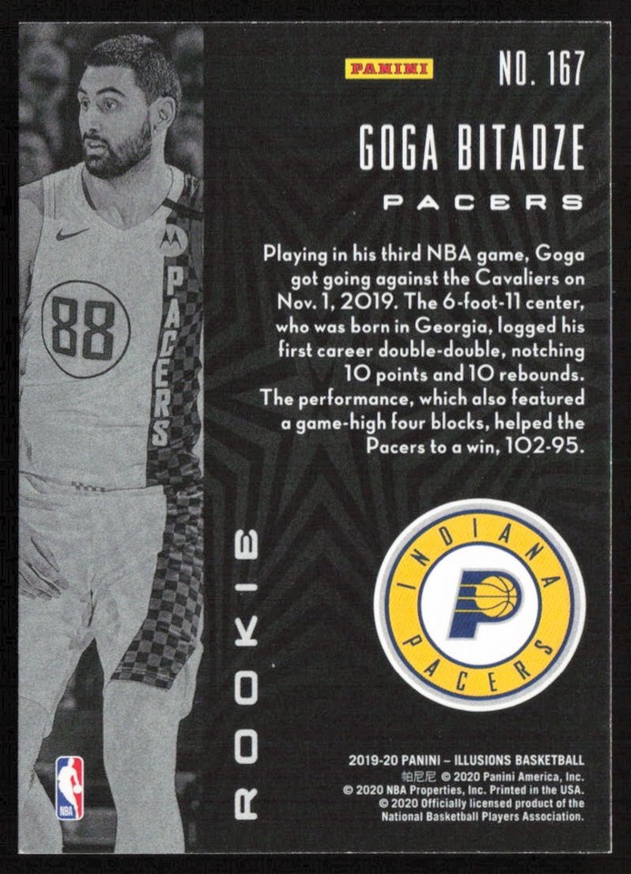 2019-20 Panini Illusions Goga Bitadze #167 Rookie Indiana Pacers | eBay