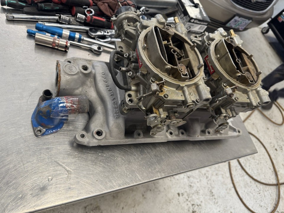 Offenhauser Ford V8 289 302 Intake Manifold and Carb Setup. Used. | eBay