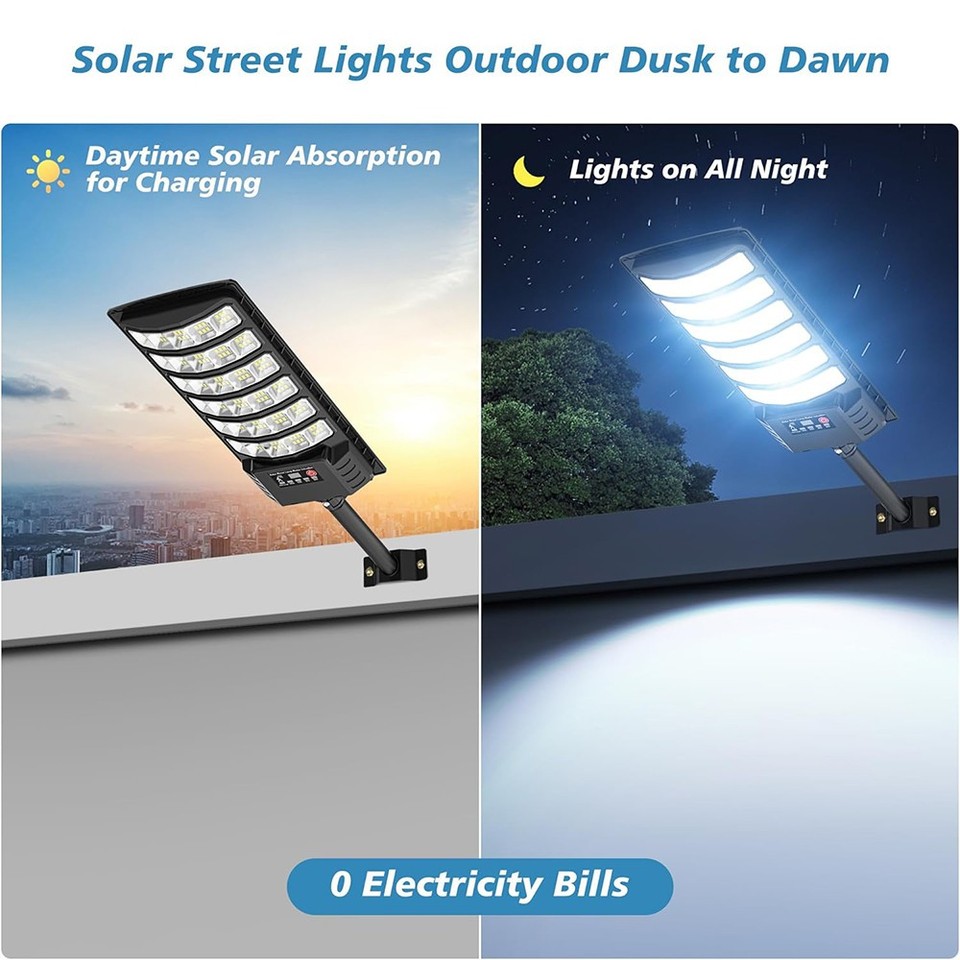180LED Super Bright Commercial Solar Street Light Outdoor Road Dusk to ...