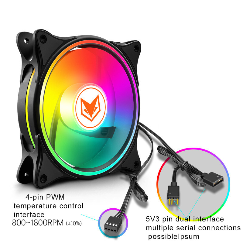 ARGB LED Quiet PC Air Cooling Fans Computer Case Game PC 120mm 5V 3Pin ...