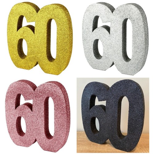 Number "60" Glitter Table Decoration in Gold, Silver, Black or Rose ...