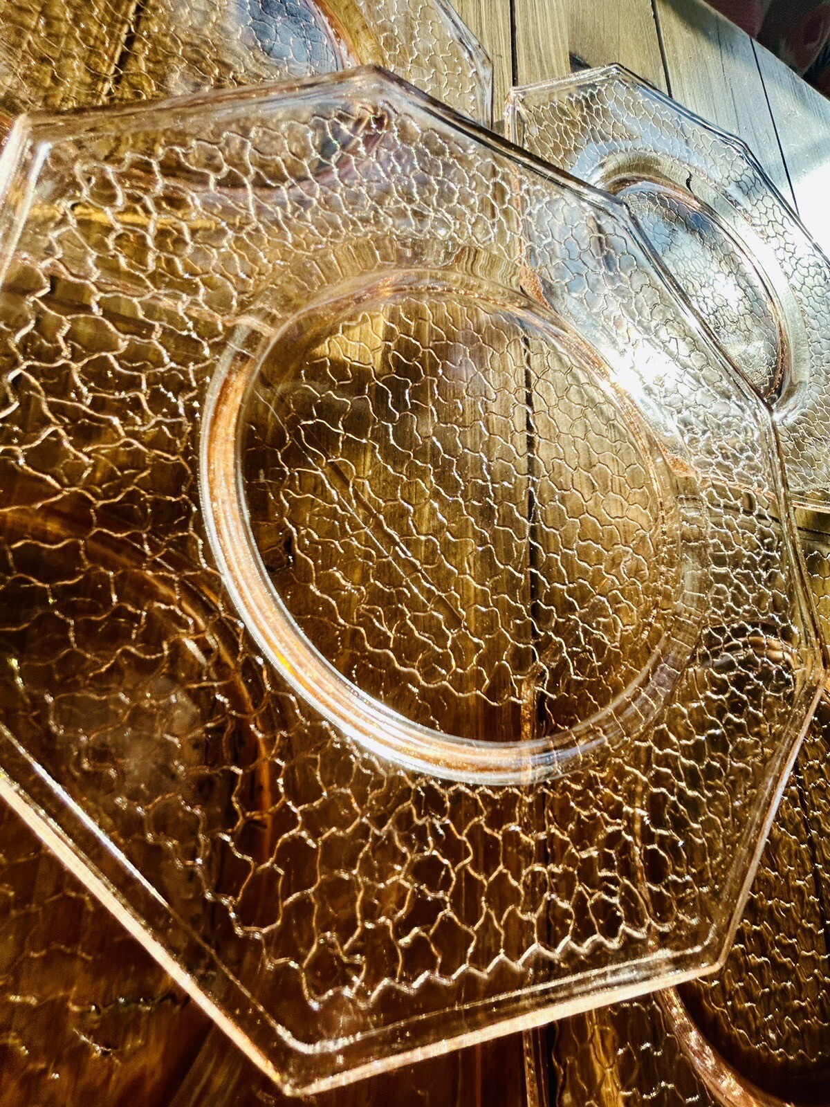 Vintage L.E. Smith Pink By Cracky Depression Glass Octagonal 7” Plates ...