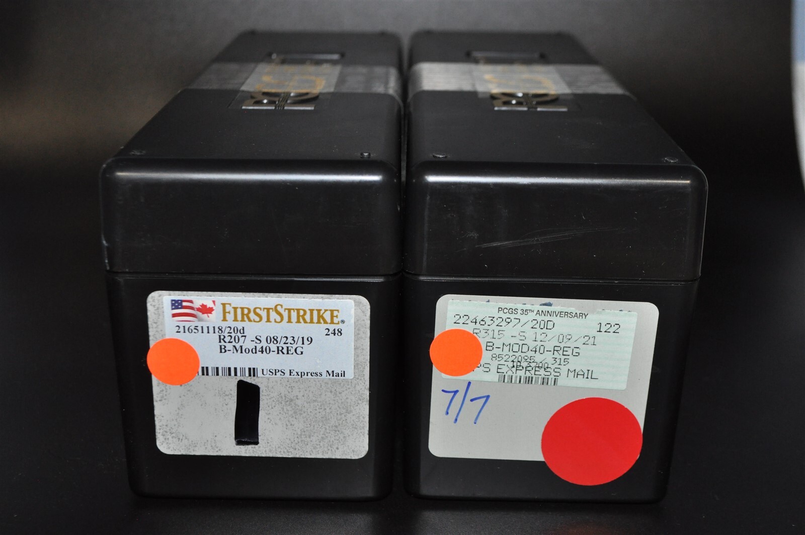 2 Black PCGS Plastic Storage Boxes - Store 20 PCGS Graded Coins Per Box ...