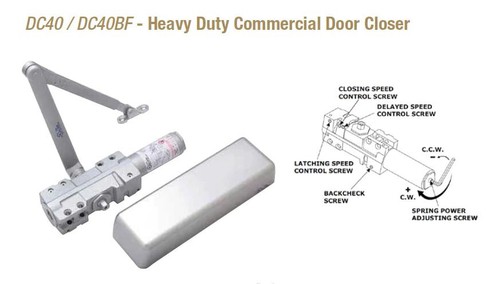 Doormerica DC40 Heavy Duty Closer Standard Arm w/ AMSxAWS,SNB, Polished ...