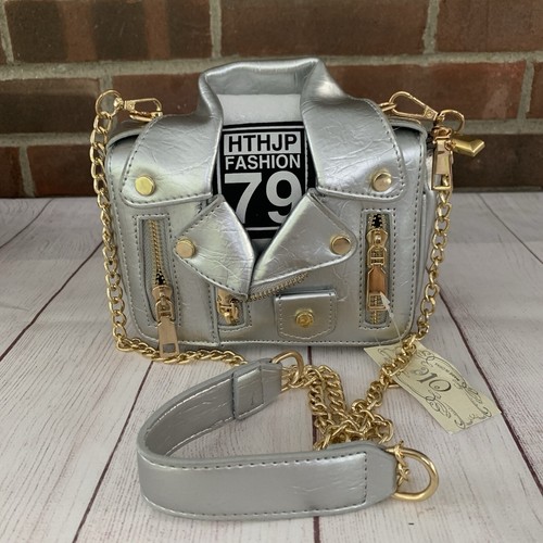 Motorcycle Jacket Purse Chain Crossbody Bag Pu Leather Women’s Girls ...