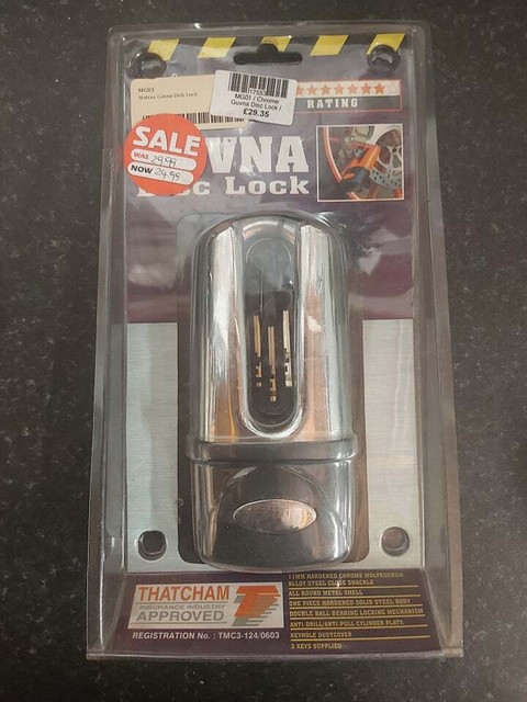 Motrax Motorcycle Guvna Disc Lock Chrome / Black MG01 BC17553 - T ...
