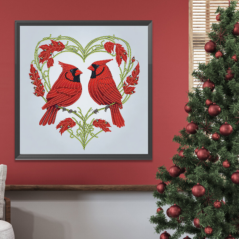 5D DIY Partial Special Shaped Drill Diamond Painting Two Cardinals ...