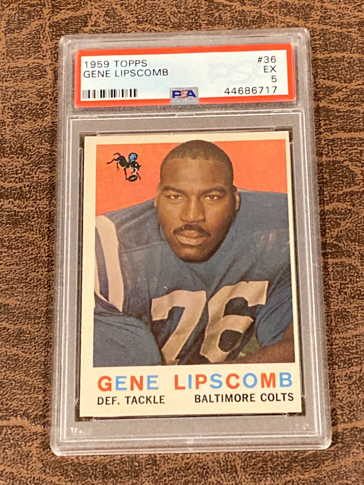 Gene Lipscomb 1959 Topps PSA 5 EX Graded Card Baltimore Colts Rookie RC ...