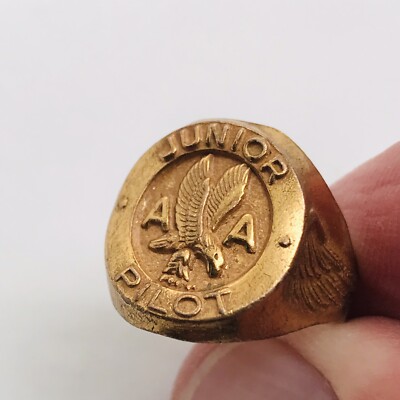 VINTAGE AA PILOT ANTIQUE BRASS RING ADJUSTABLE JEWELRY SIZE 7 | eBay