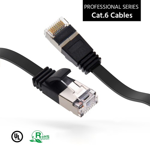 1Ft CAT6 U/FTP Flat Ethernet Network Cable Black 30AWG | eBay