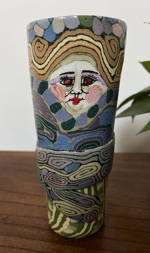 JANE GOSLIN PEISER NORTH CAROLINA ART POTTERY 11" WHIMSICAL VASE ...