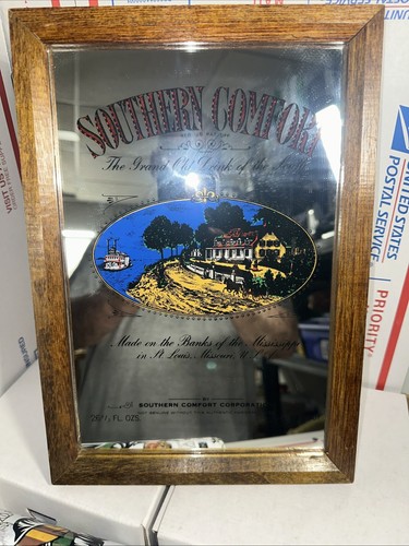 Vintage Advertising SOUTHERN COMFORT Framed Mirror 13 1/4” x 9 1/4inch ...