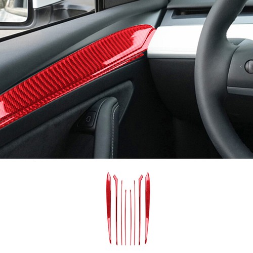 Red Carbon Fiber Car Inner Door Panel Decoration Strip For Tesla Model ...