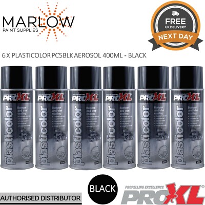 6 x PRO XL PRO PLASTICOLOR BUMPER TRIM PAINT AEROSOL 400ML -PC5BLK ...